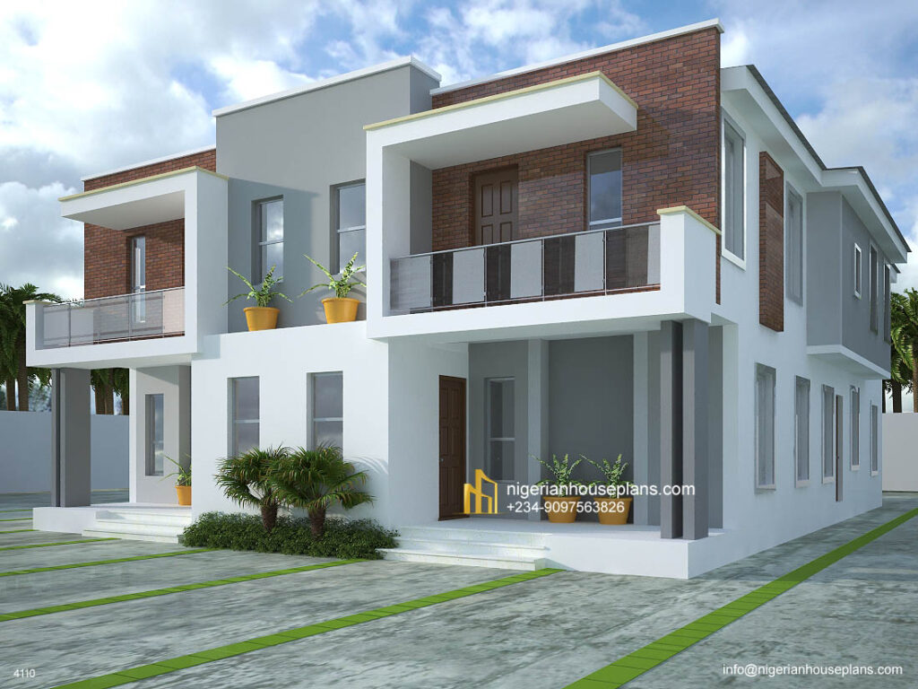 4 bedroom semi detached duplex (Ref. 4110) - NIGERIAN HOUSE PLANS